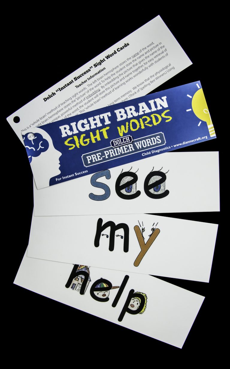 Right Brain Dolch Sight Words – Pre-Primer – The Learning House